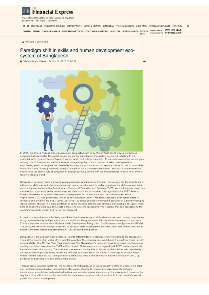 Paradigm shift in skills and human development eco-system of Bangladesh ...